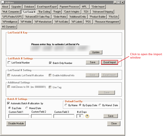 Batch Module - Importing Batch from Excel